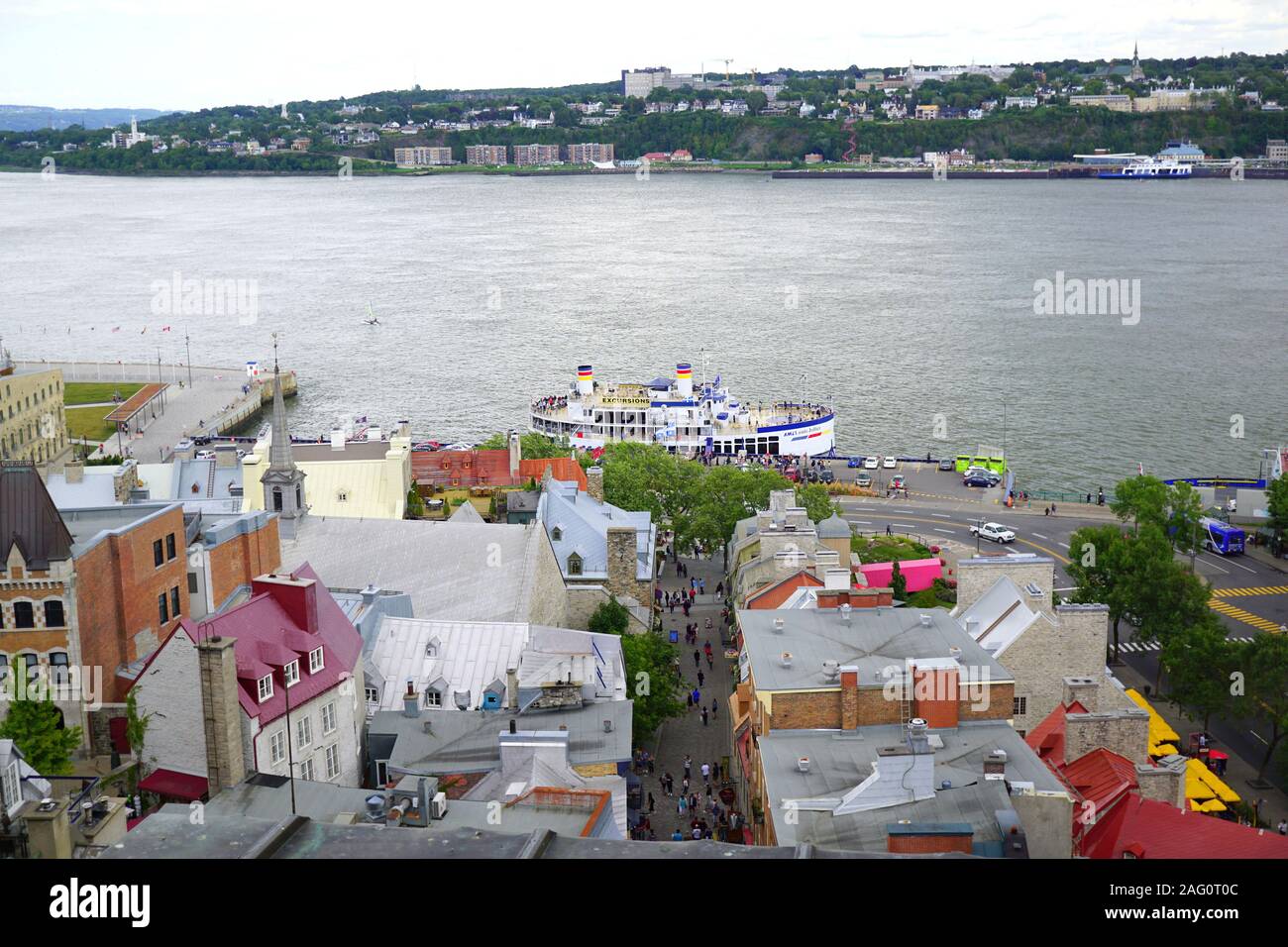 An aerial view of the St. Lawrence River from the promontory of Quebec ...