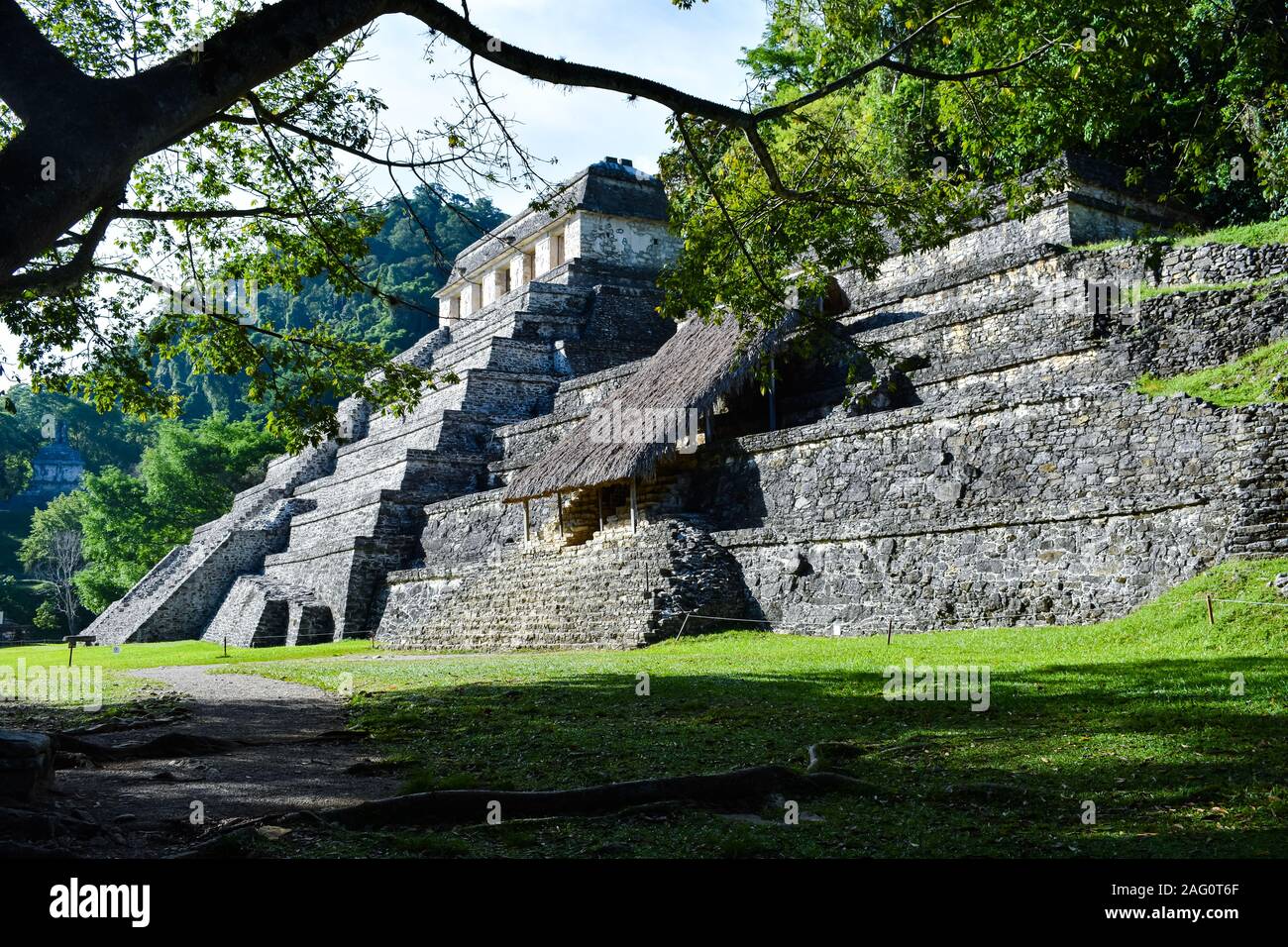 The pyramid of Palenque Stock Photo - Alamy