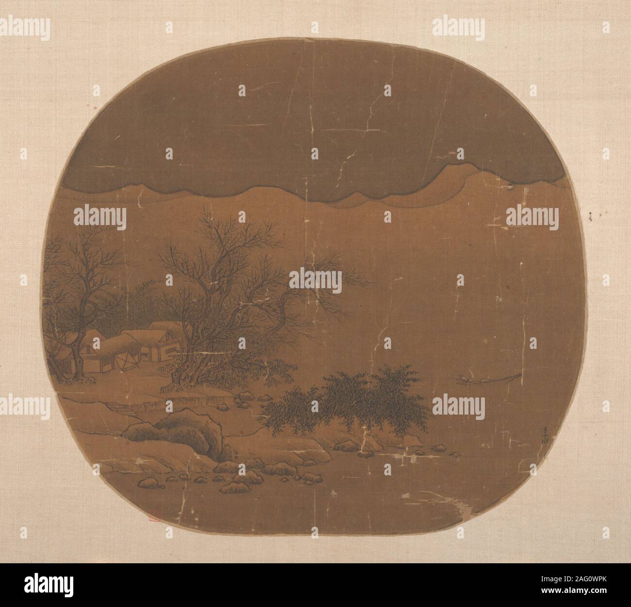 Landscape with Fishing Village and Boat on Lake. After Li Cheng ...