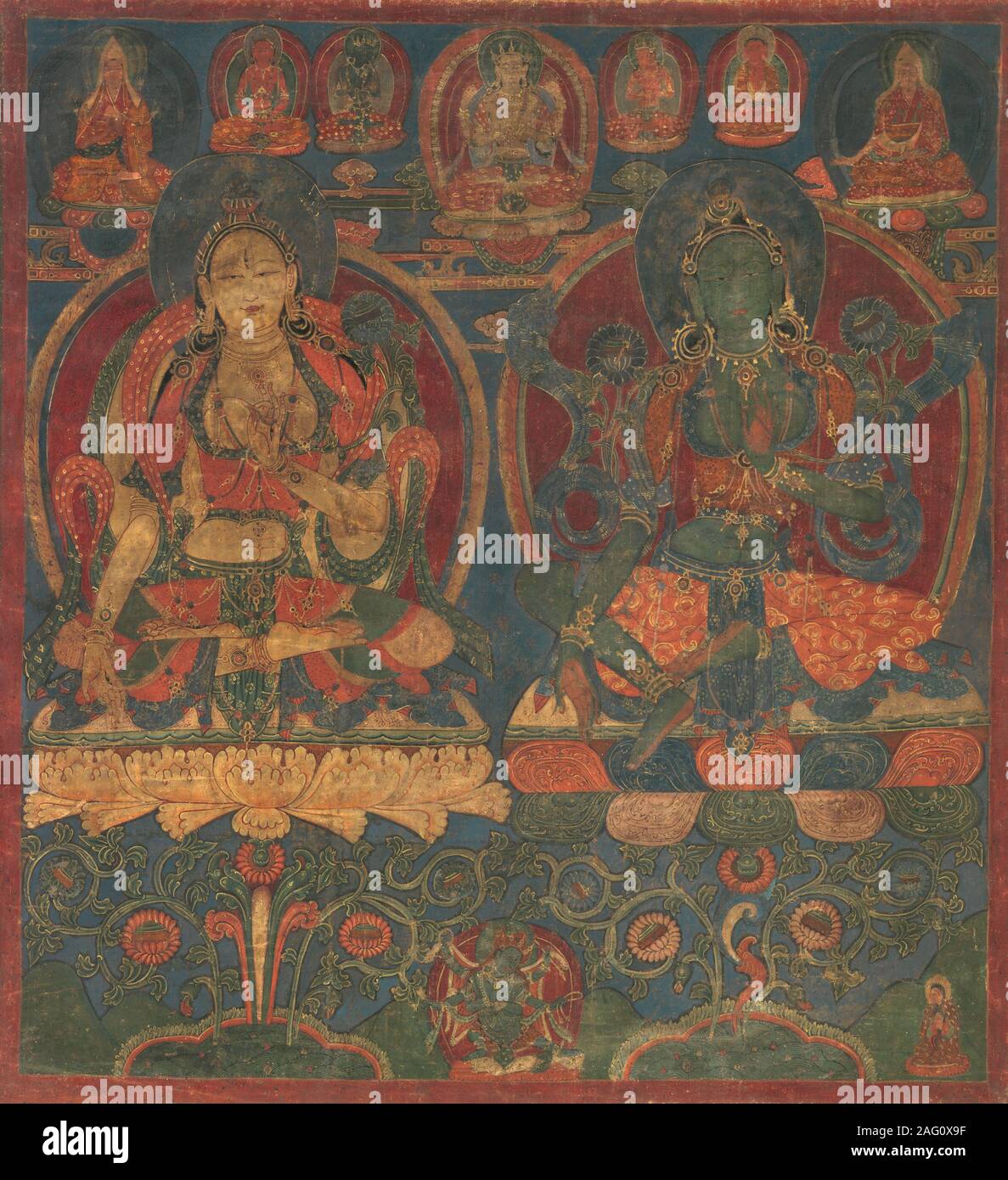 White Tara and Green Tara, 1450-1500. This is a unique arrangement of ...