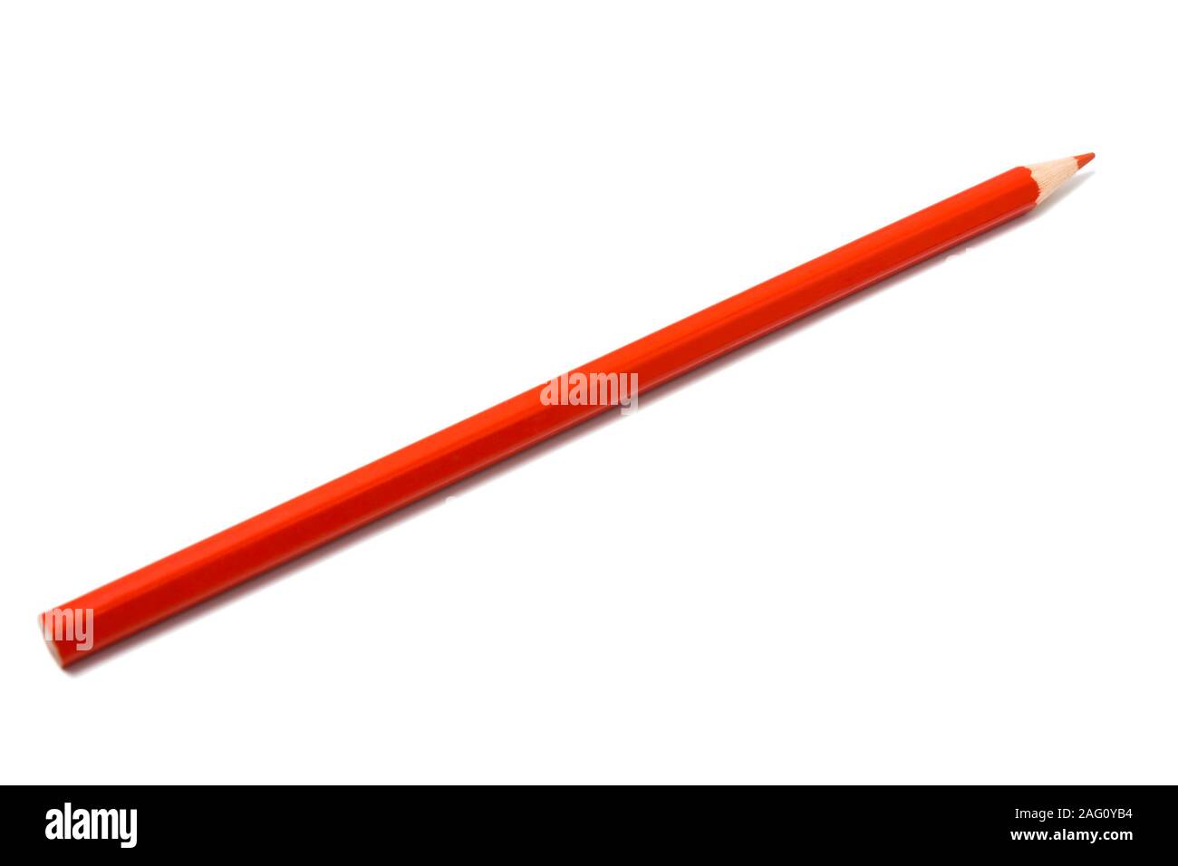 One red pencil on a white background Stock Photo - Alamy