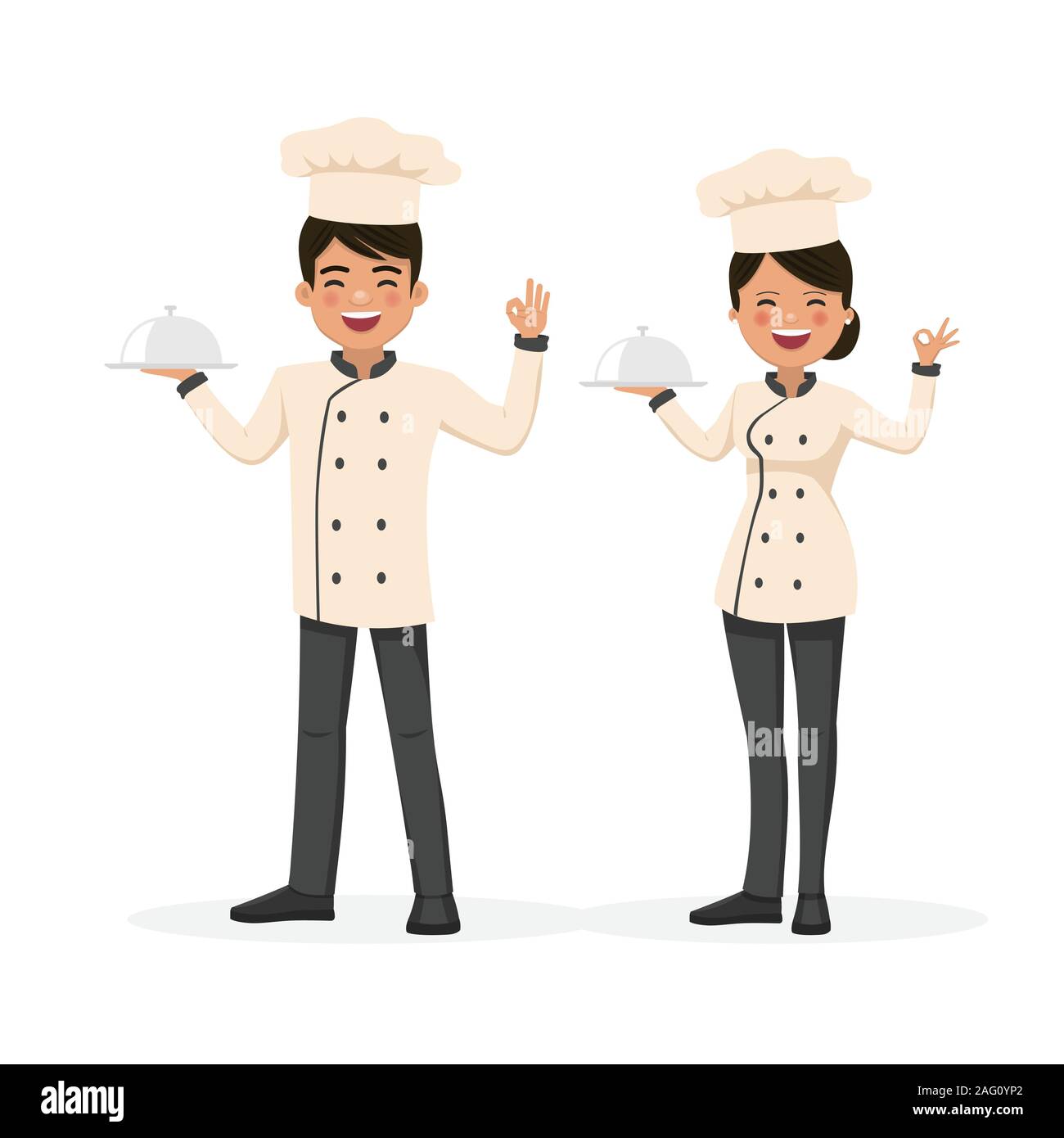 Chef team working. Man and woman. Isolated vector illustration Stock ...