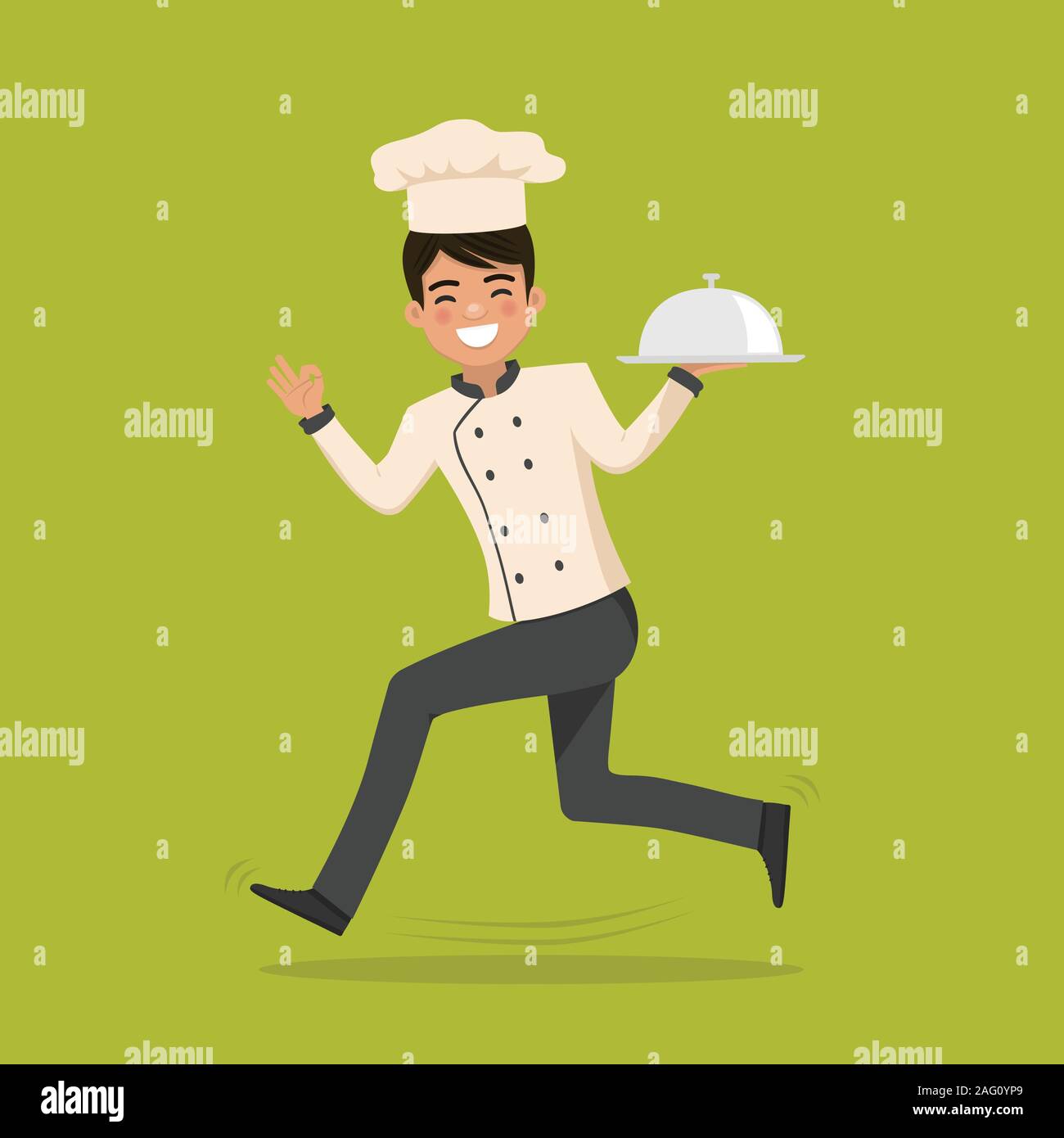 Illustration chef cook running holding hi-res stock photography and ...