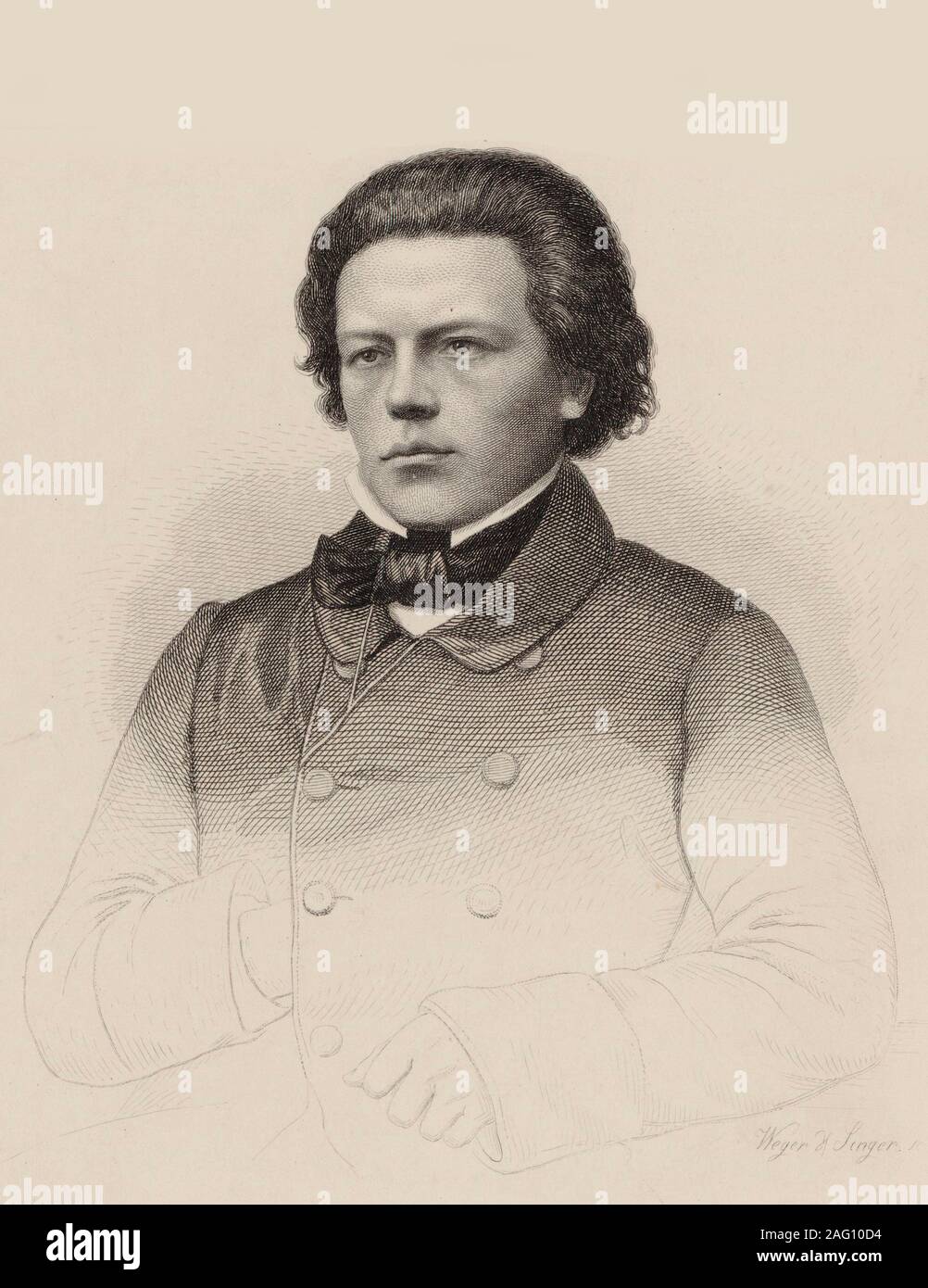 Portrait of the composer Anton Rubinstein (1829-1894), 1850. Private ...