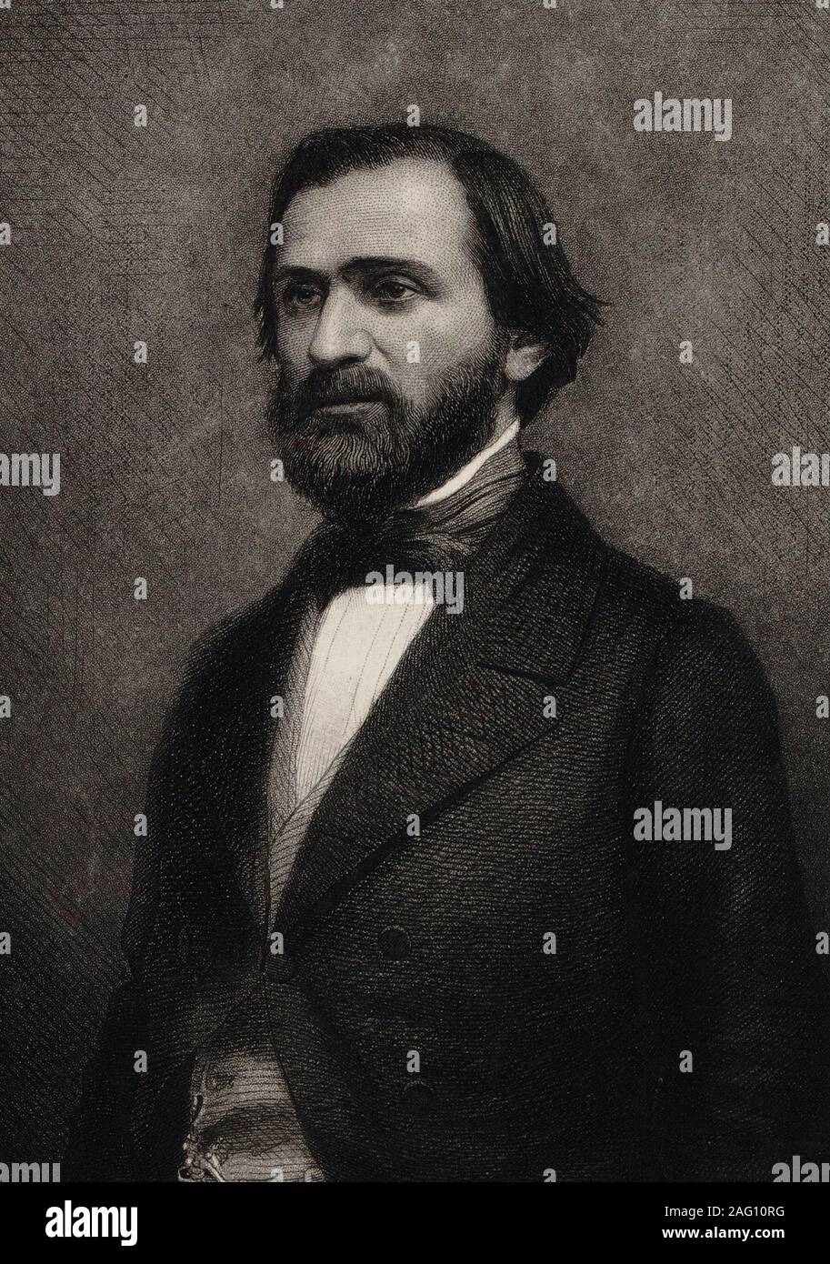 Portrait of the Composer Giuseppe Verdi (1813-1901), c. 1850. Private ...