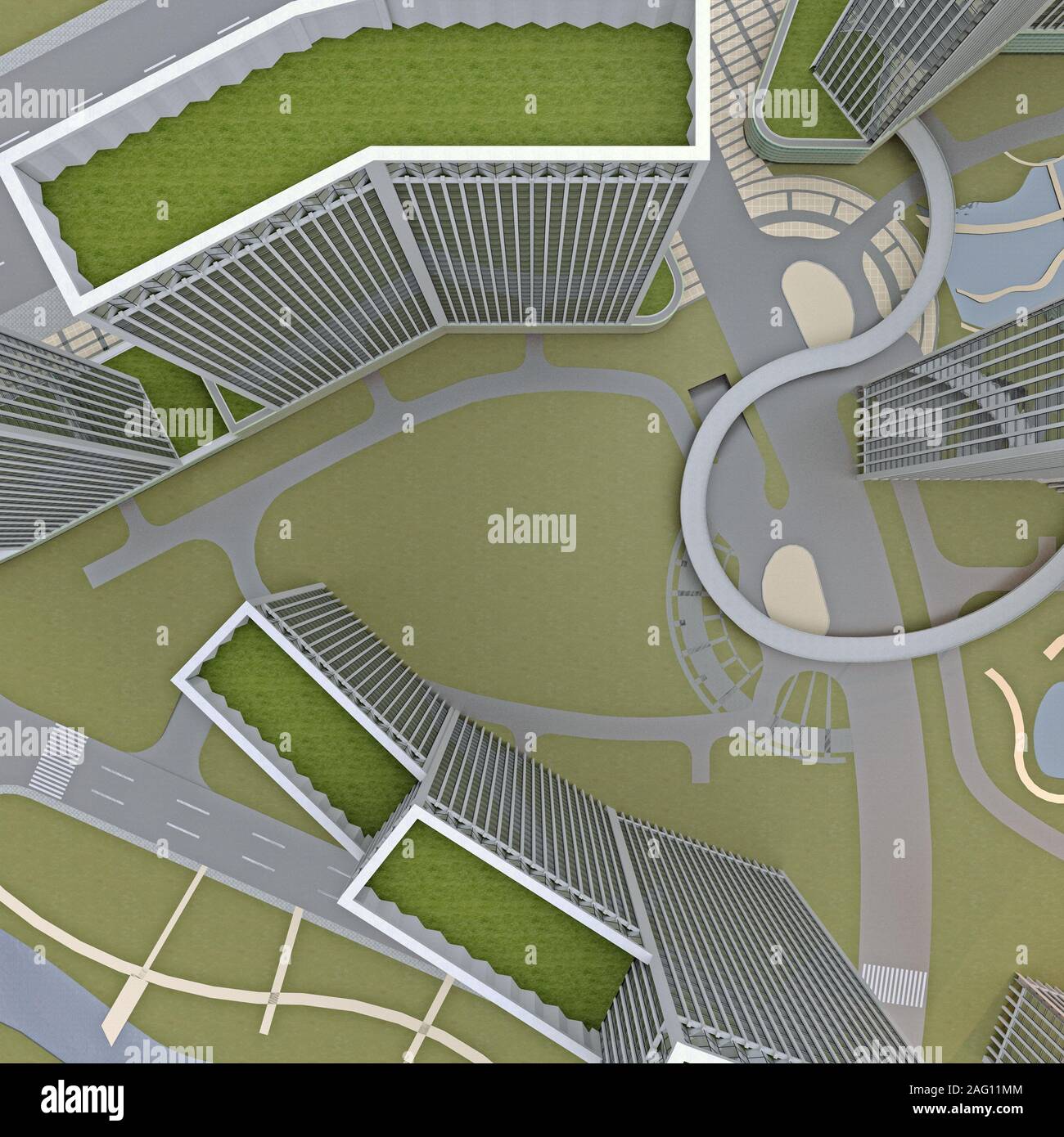 lot of modern city top view. 3d rendering Stock Photo - Alamy