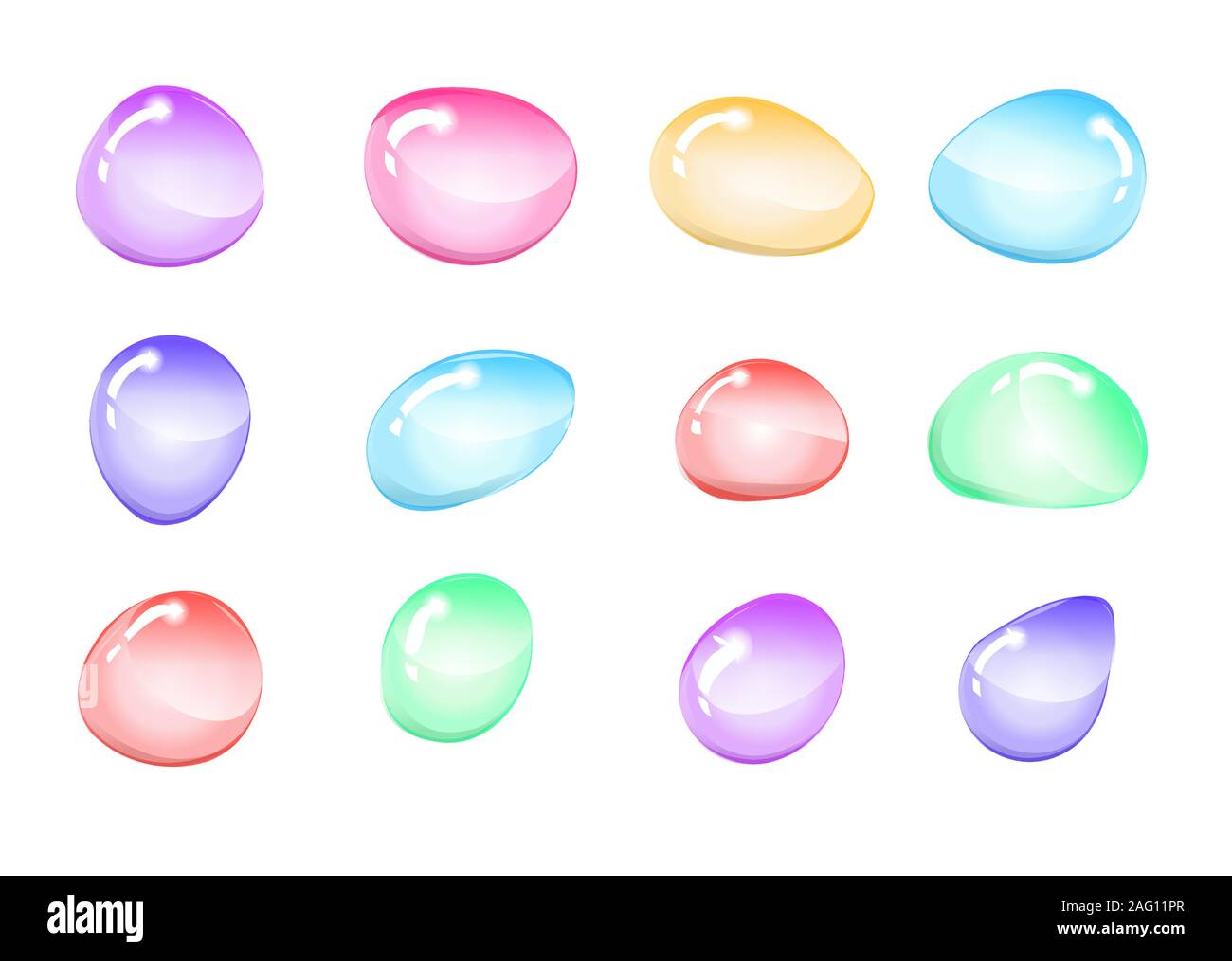 Multi-colored drops, colored liquid set. Vector illustration Stock ...