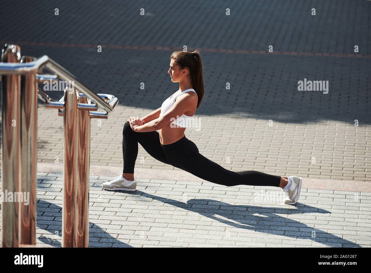 Stretch of black railings hi-res stock photography and images - Alamy