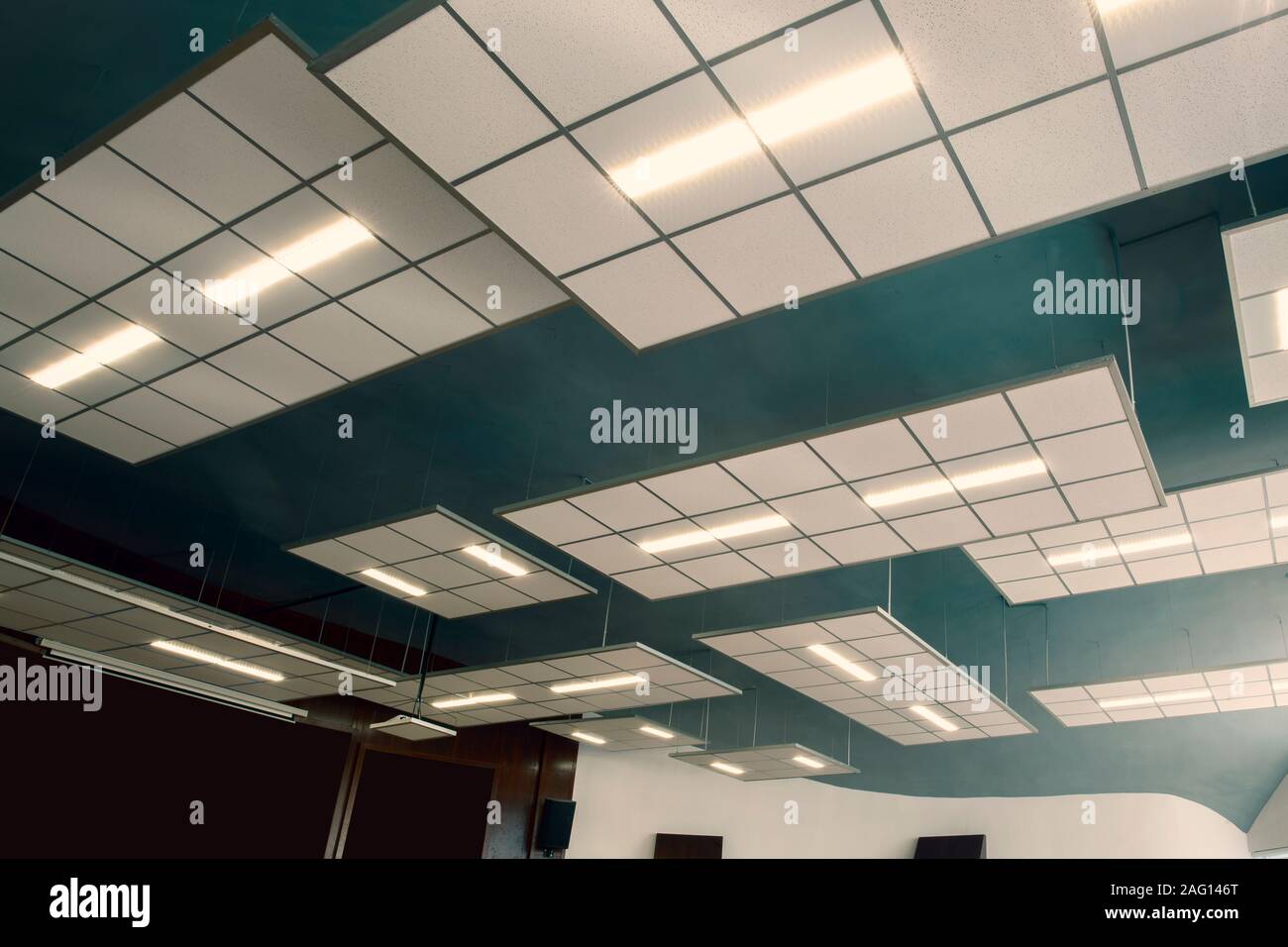 modern celling lights with big panels Stock Photo - Alamy