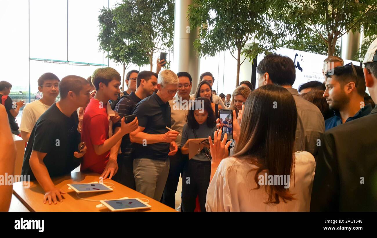 BANGKOK, THAILAND - DECEMBER 13, 2019: Tim Cook, the chief executive ...