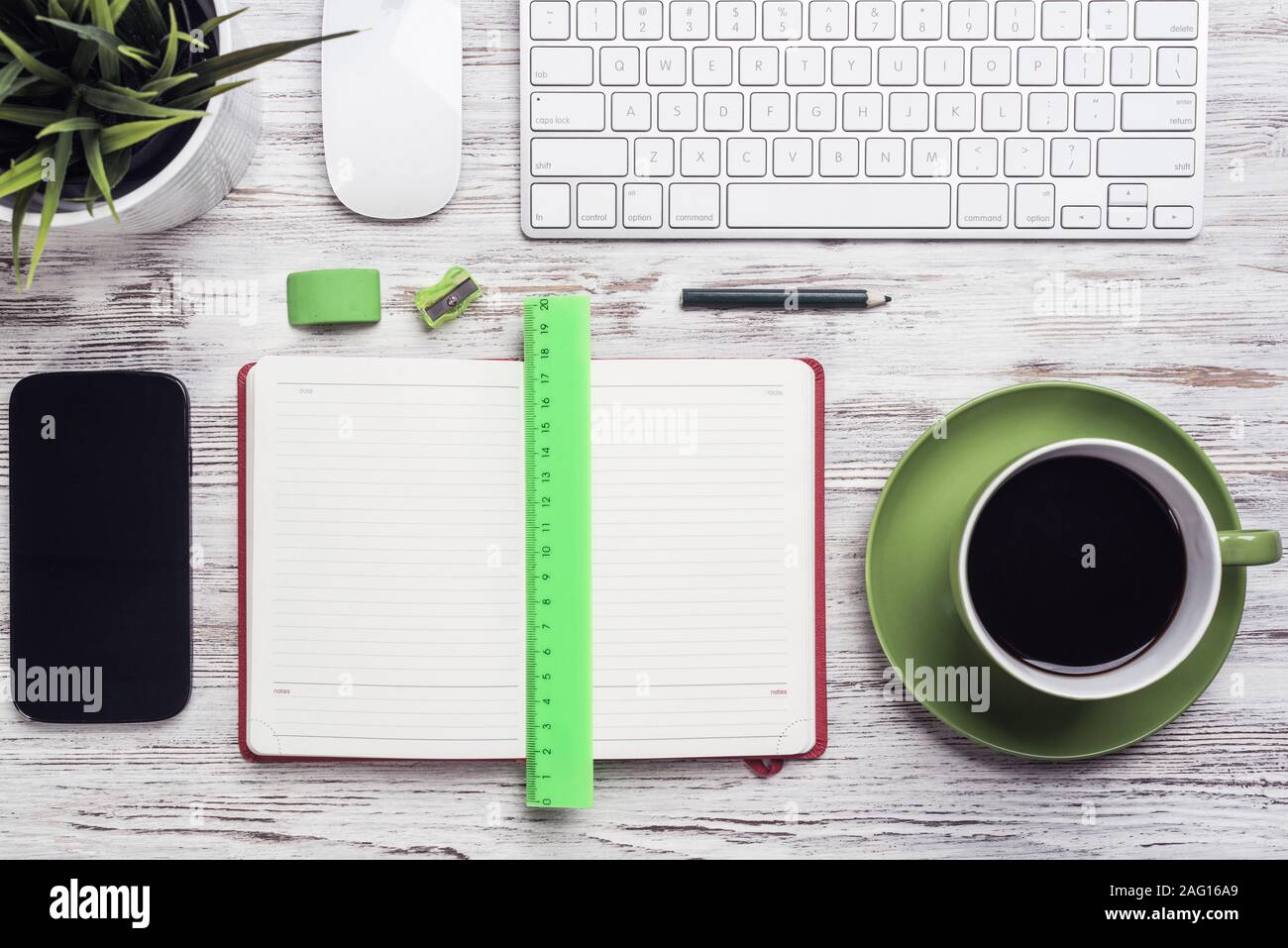 Top view modern office workspace Stock Photo - Alamy