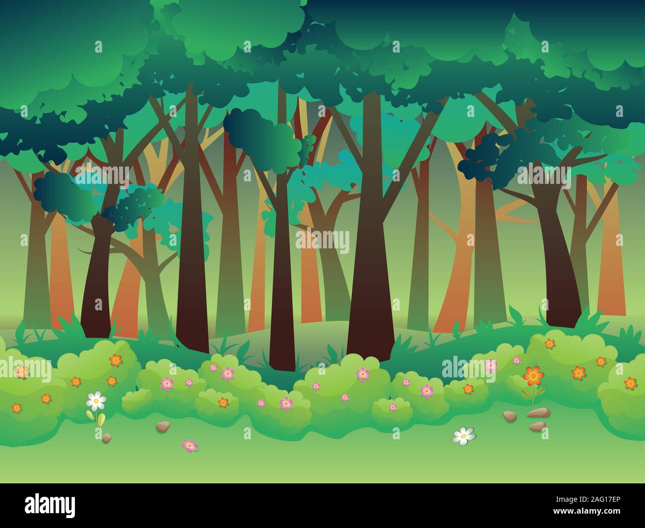 Trees shrubs grass on Stock Vector Images - Alamy