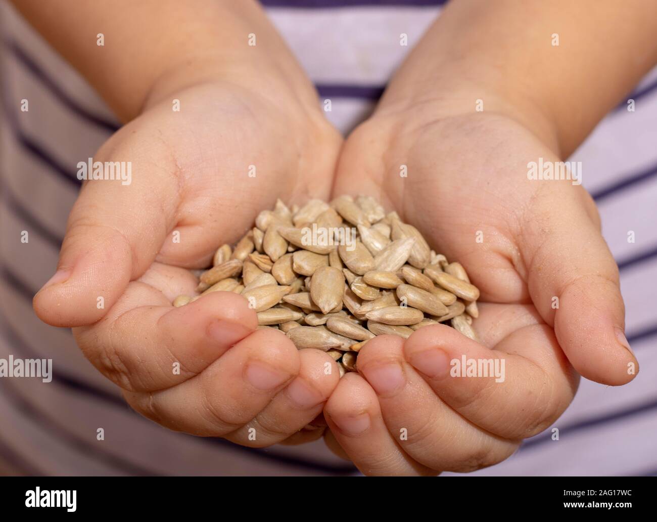 Girl Holding A Handful Of Healthy Seeds Stock Photo - Alamy