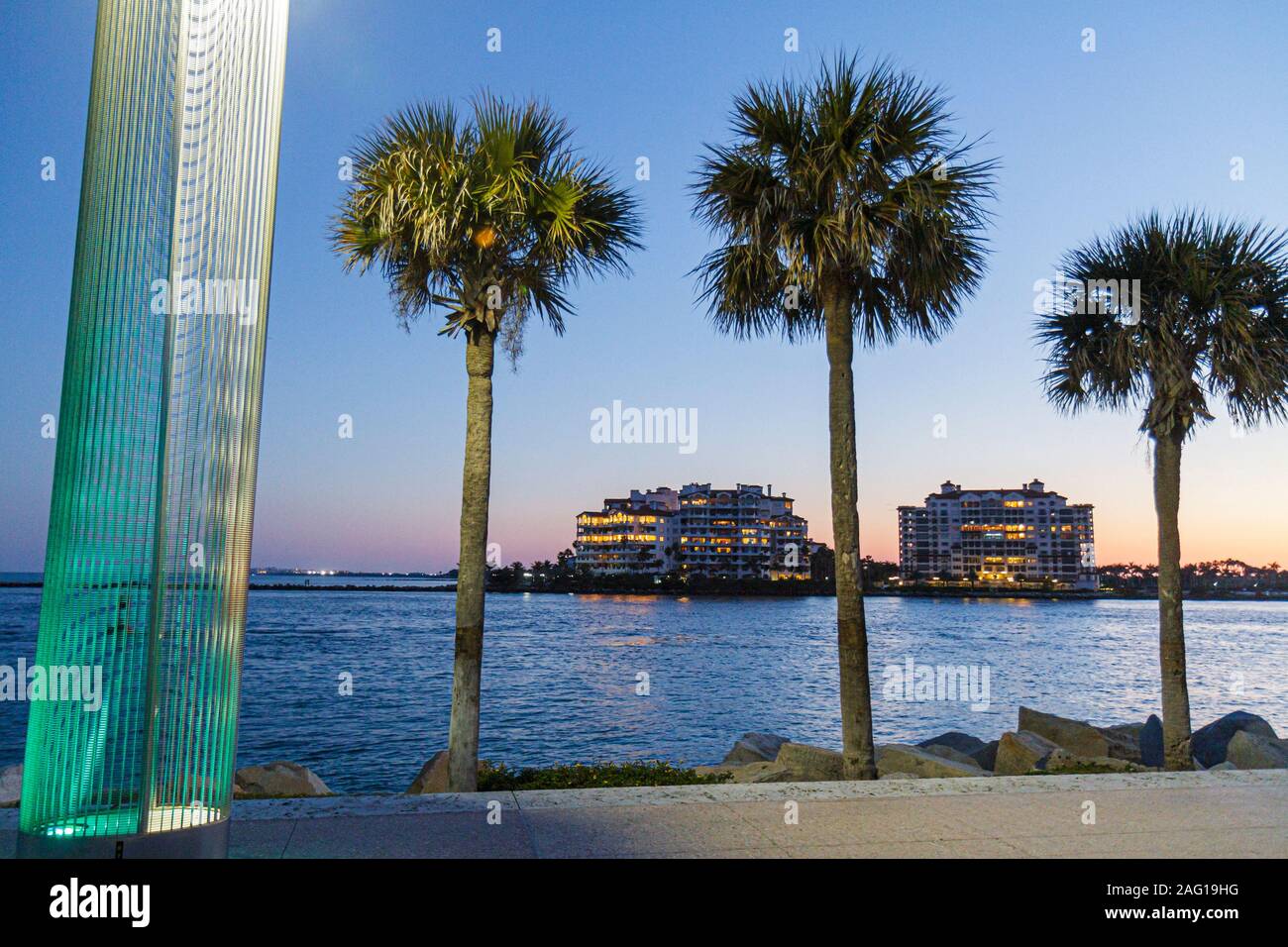 Miami Beach Florida,South Pointe Park,Point,light sculpture,Government ...