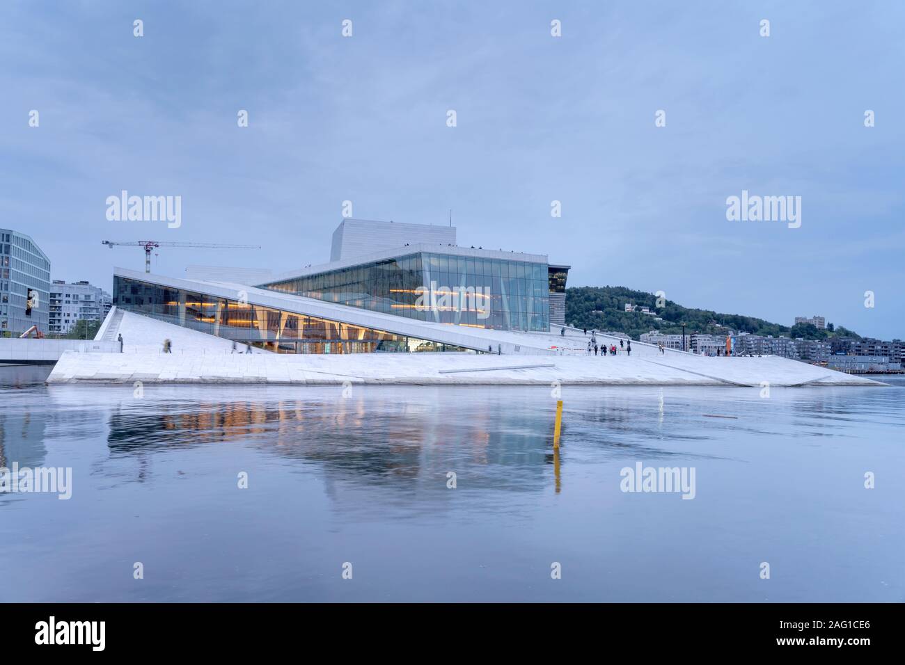 OSLO, NORWAY - July 20 2019:north side of Opera theater on seaside with ...