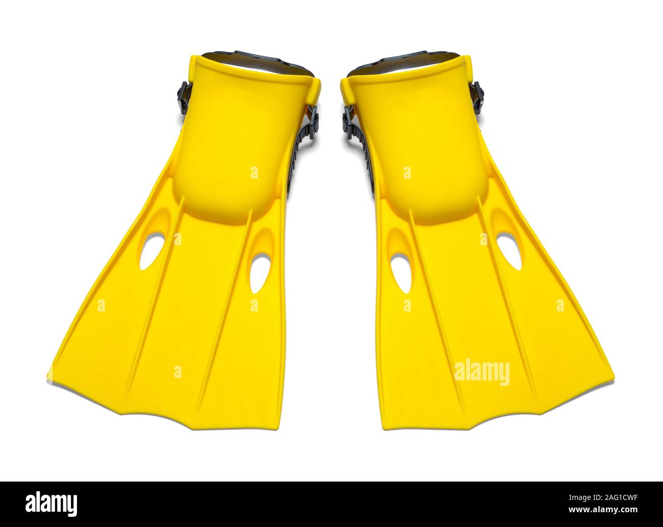 Two Yellow Flippers Isolated on White Background Stock Photo - Alamy