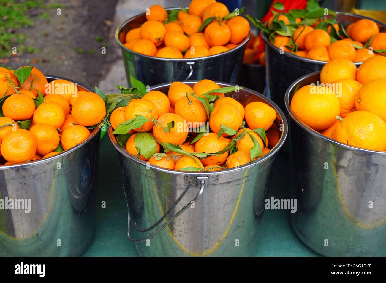 Fresh orange clementines for sale at a farmers market in Australia ...