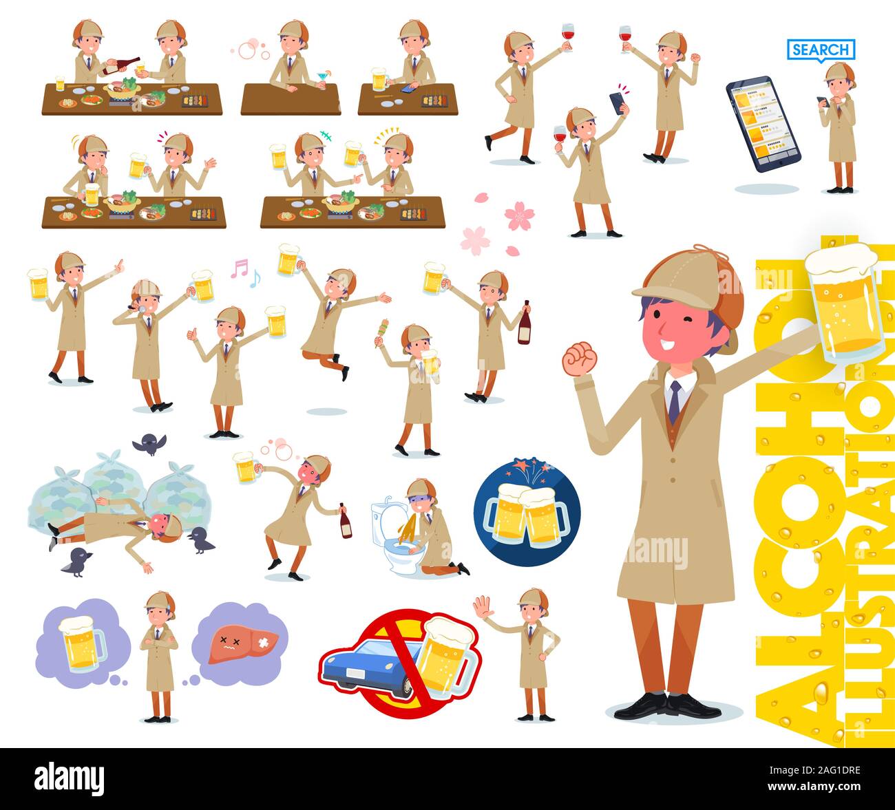 A set of Detective man related to alcohol.There is a lively appearance ...