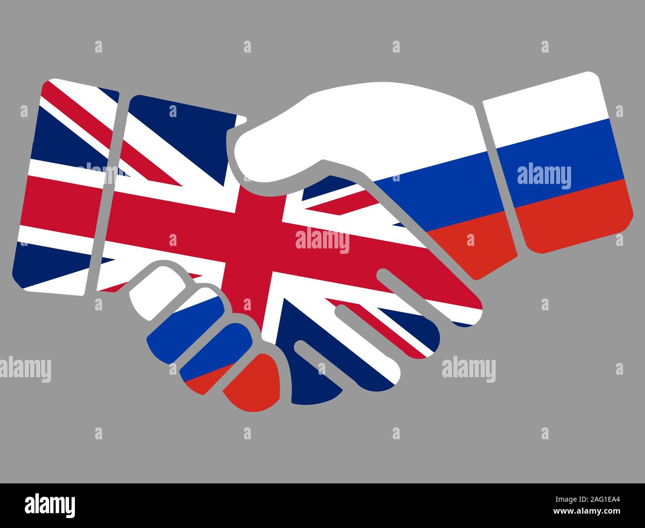 Russia and United Kingdom flags Handshake vector Stock Vector Image ...