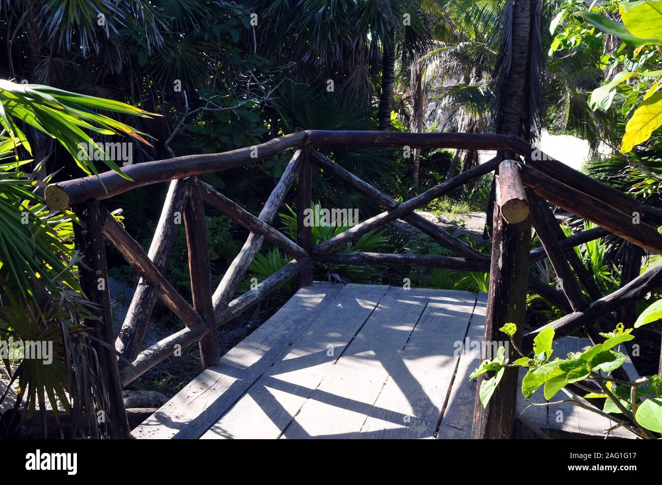 A Foot Bridge inside the Park at the Tulum Ruins in Mexico Stock Photo ...