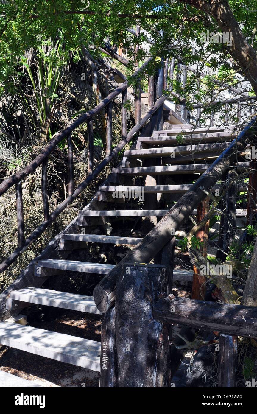 Wooden Stairs that lead to the Beach at the Mayan Ruins in Tulum ...