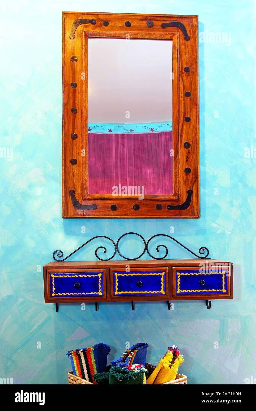 Interior of ante room with big mirror Stock Photo - Alamy