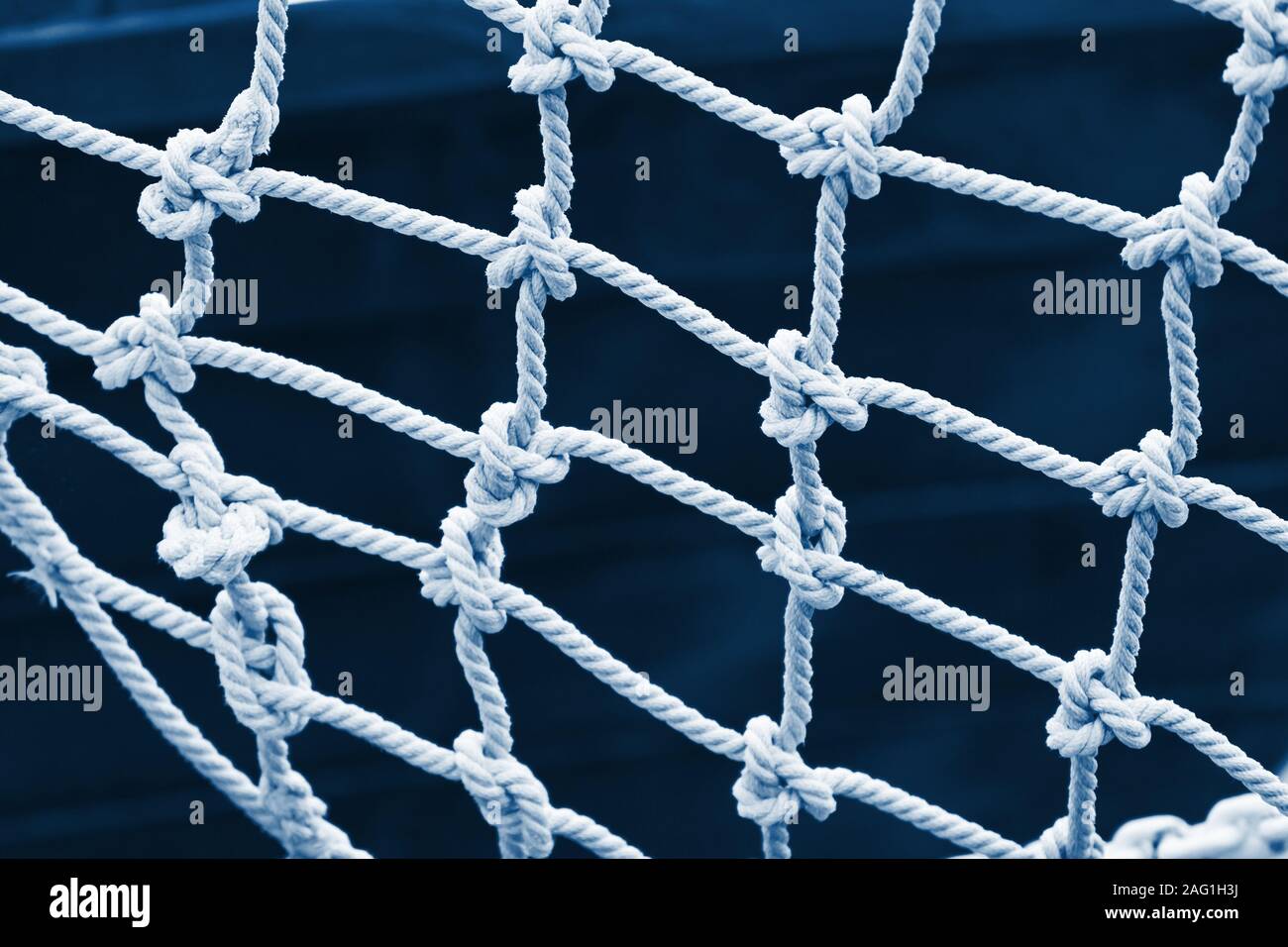 Yacht Safety Net Close Up. Color of the year 2020 classic blue toned ...