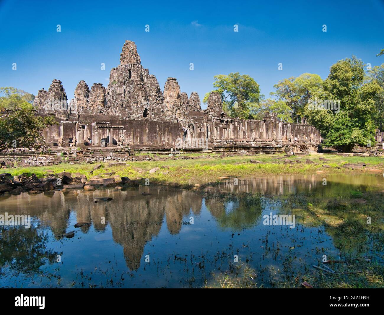 Temple ruins at the ancient Khmer site of Angkor Thom near Siem Reap in ...