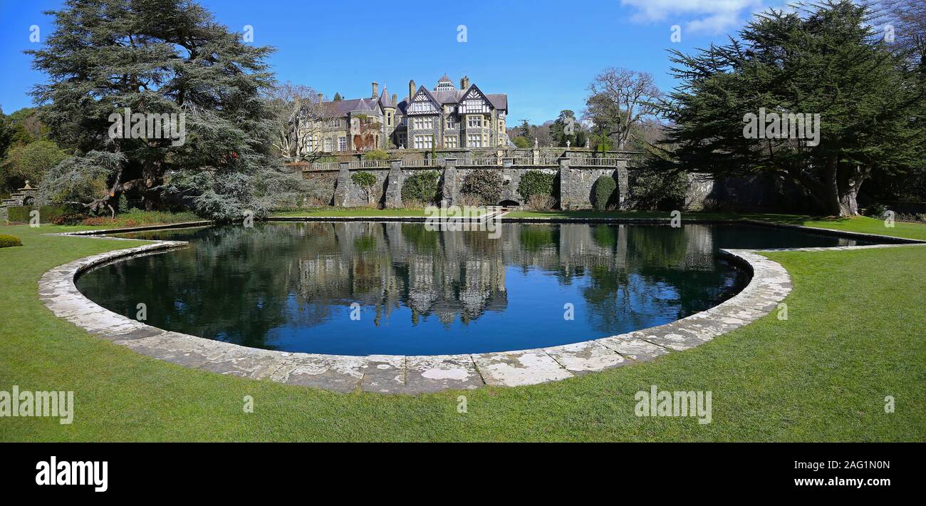 Bodnant Hall overlooking the Lily Terrace, Bodnant Gardens, Tal-y-Cafn ...