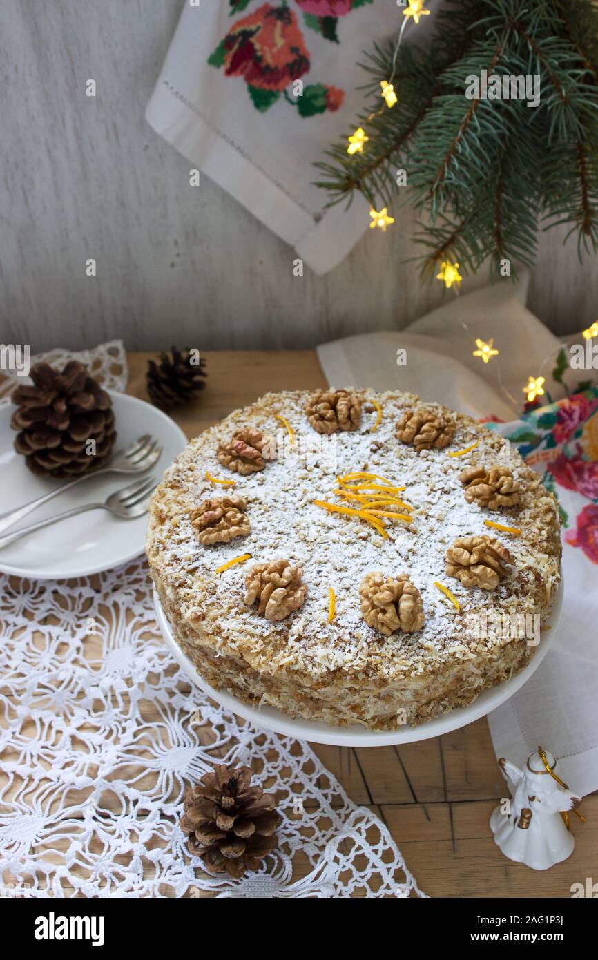Walnut cake Julfa, a traditional Christmas dessert in Romania and ...