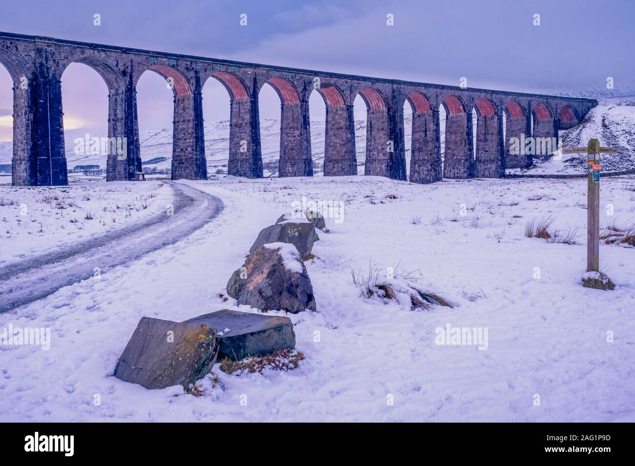 The Ribblehead Viaduct or Batty Moss Viaduct carries the Settle ...