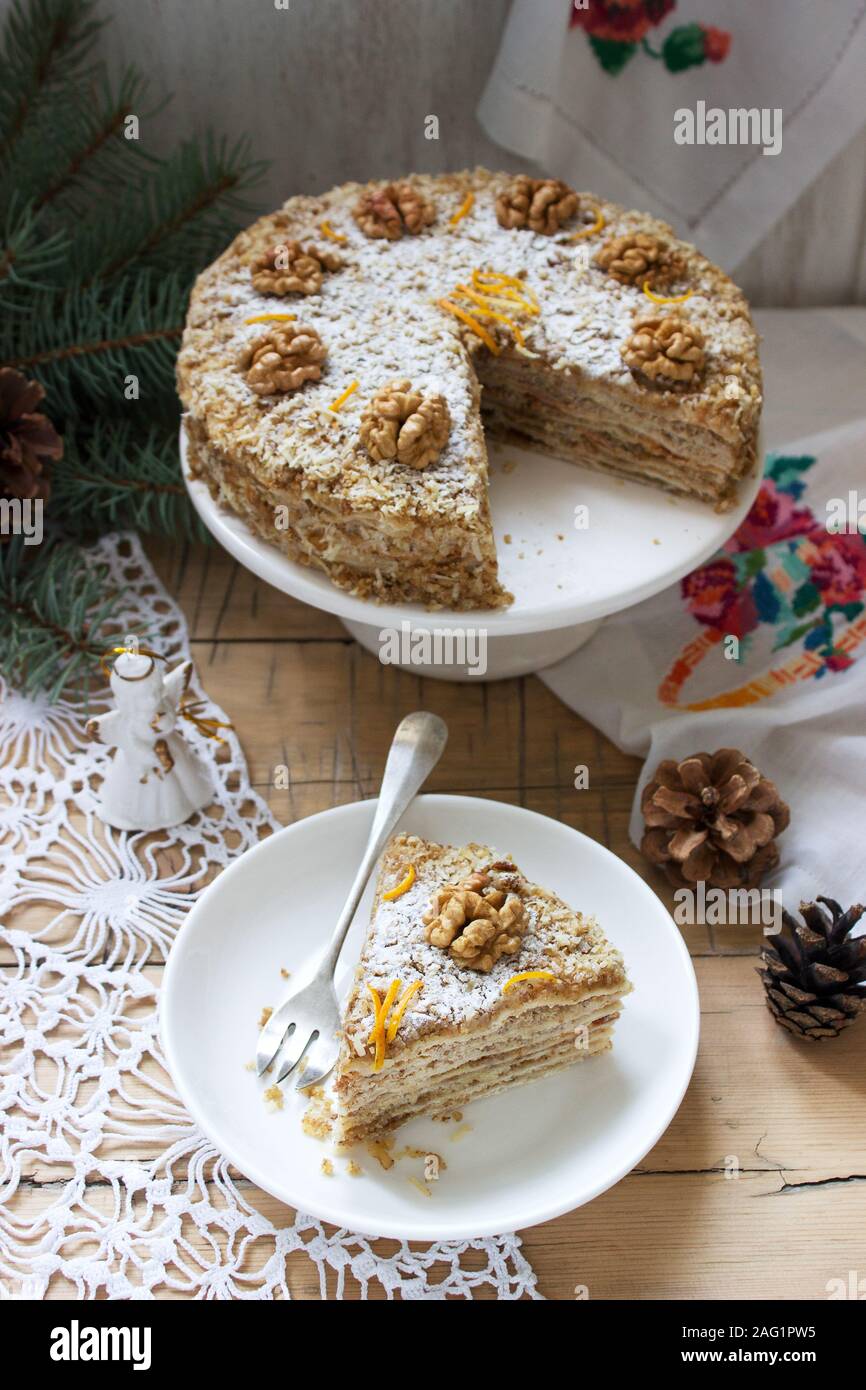 Walnut cake Julfa, a traditional Christmas dessert in Romania and ...