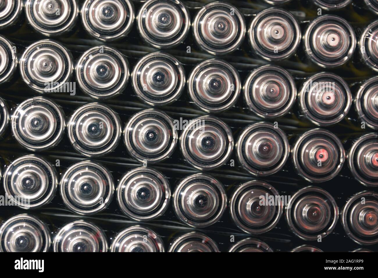 Top view background texture of electric batteries and accumulators AAA ...