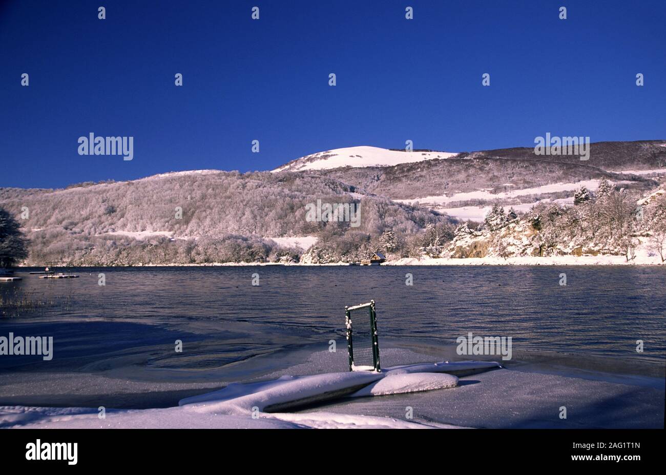 Lac de Laffrey under the snow Isère Stock Photo - Alamy