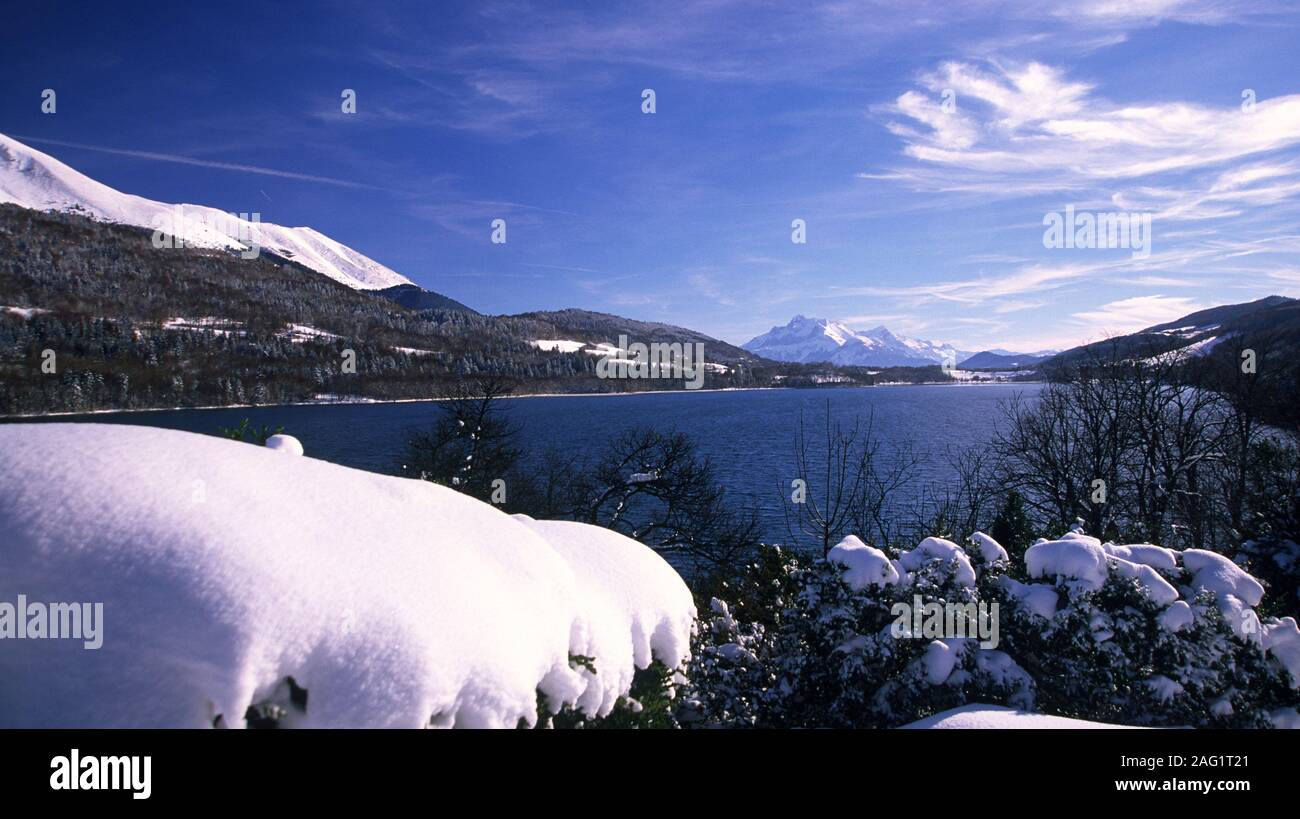 Lac de Laffrey under the snow Isère Stock Photo - Alamy