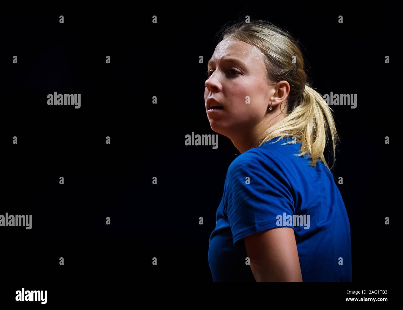 Anett Kontaveit of Estonia during practice at the 2019 Porsche Tennis ...