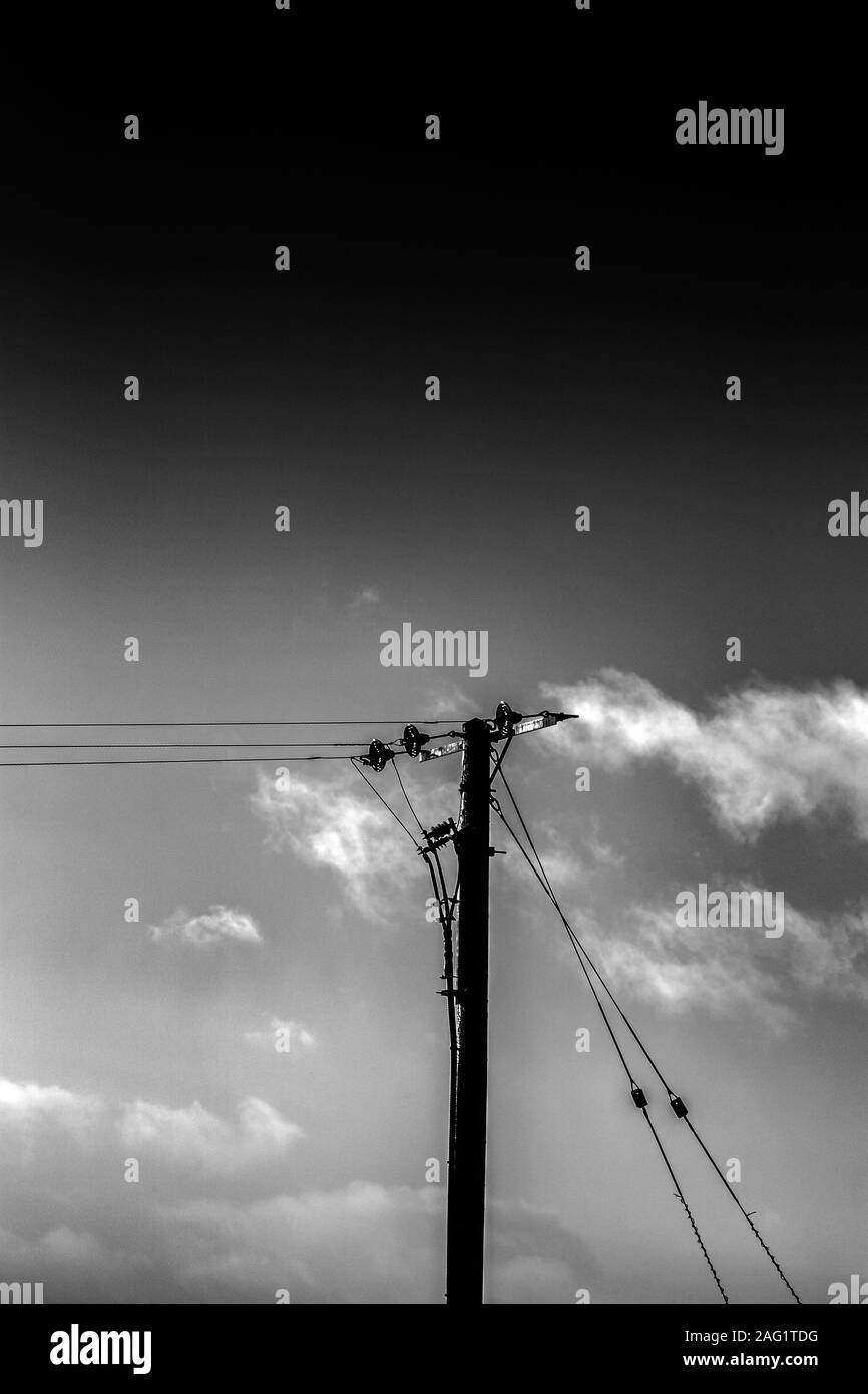 Overhead power lines line Black and White Stock Photos & Images - Alamy