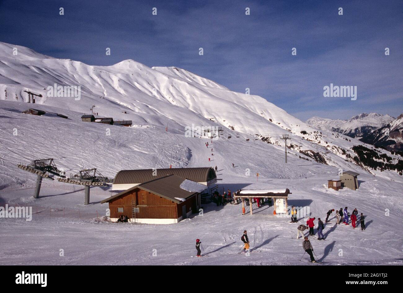Ski station Les Contamines-Montjoie Haute-Savoie Stock Photo - Alamy