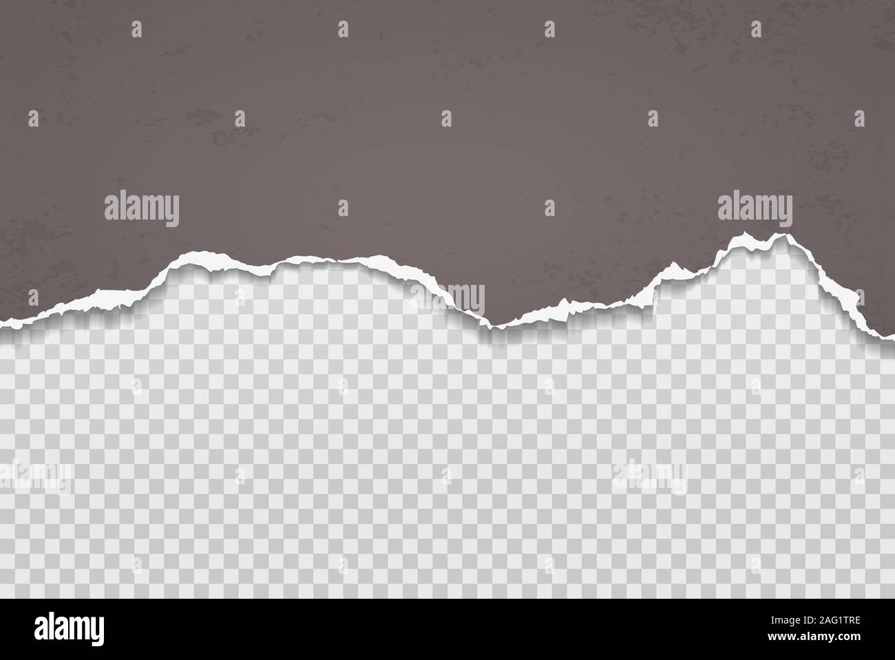 Torn, ripped pieces of horizontal dark grey paper with soft shadow are ...