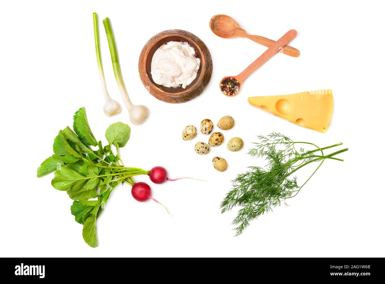 Set of useful food isolated on white background. View from above Stock ...