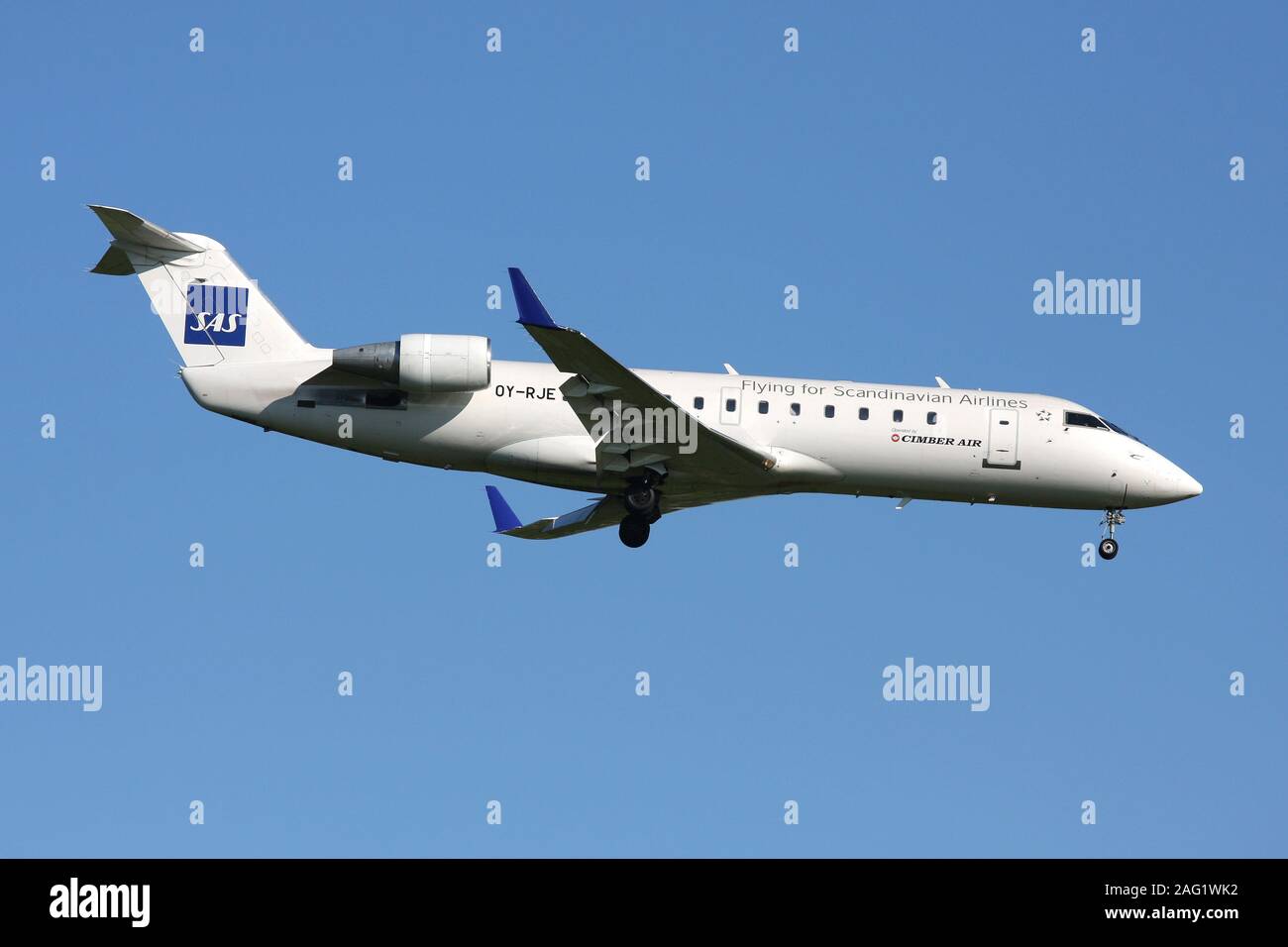 Cimber Air flying for Scandinavian Airlines SAS Bombardier CRJ200 with ...