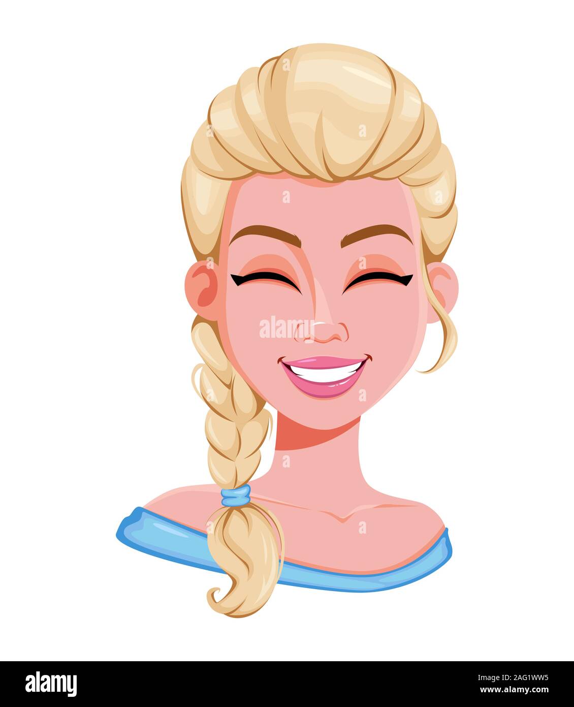 Face expression of beautiful blonde woman, laughing. Female emotion ...