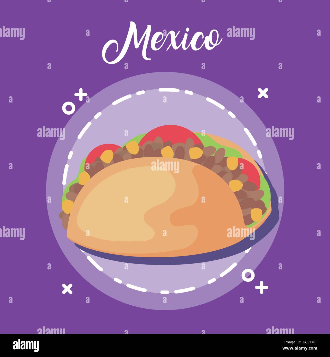 Mexican taco inside seal stamp design, Mexico culture tourism landmark ...