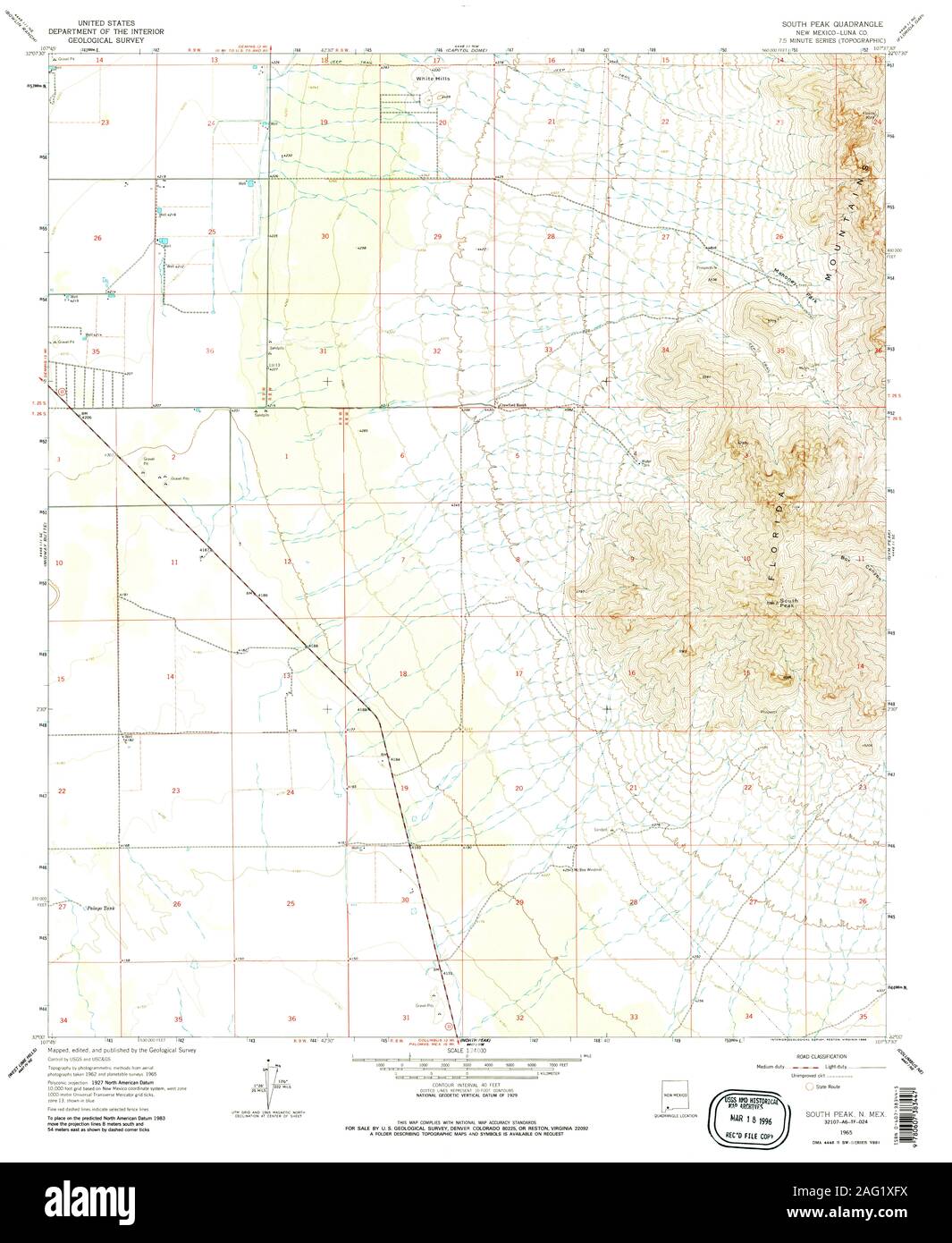 USGS TOPO Map New Mexico NM South Peak 194492 1965 24000 Restoration ...