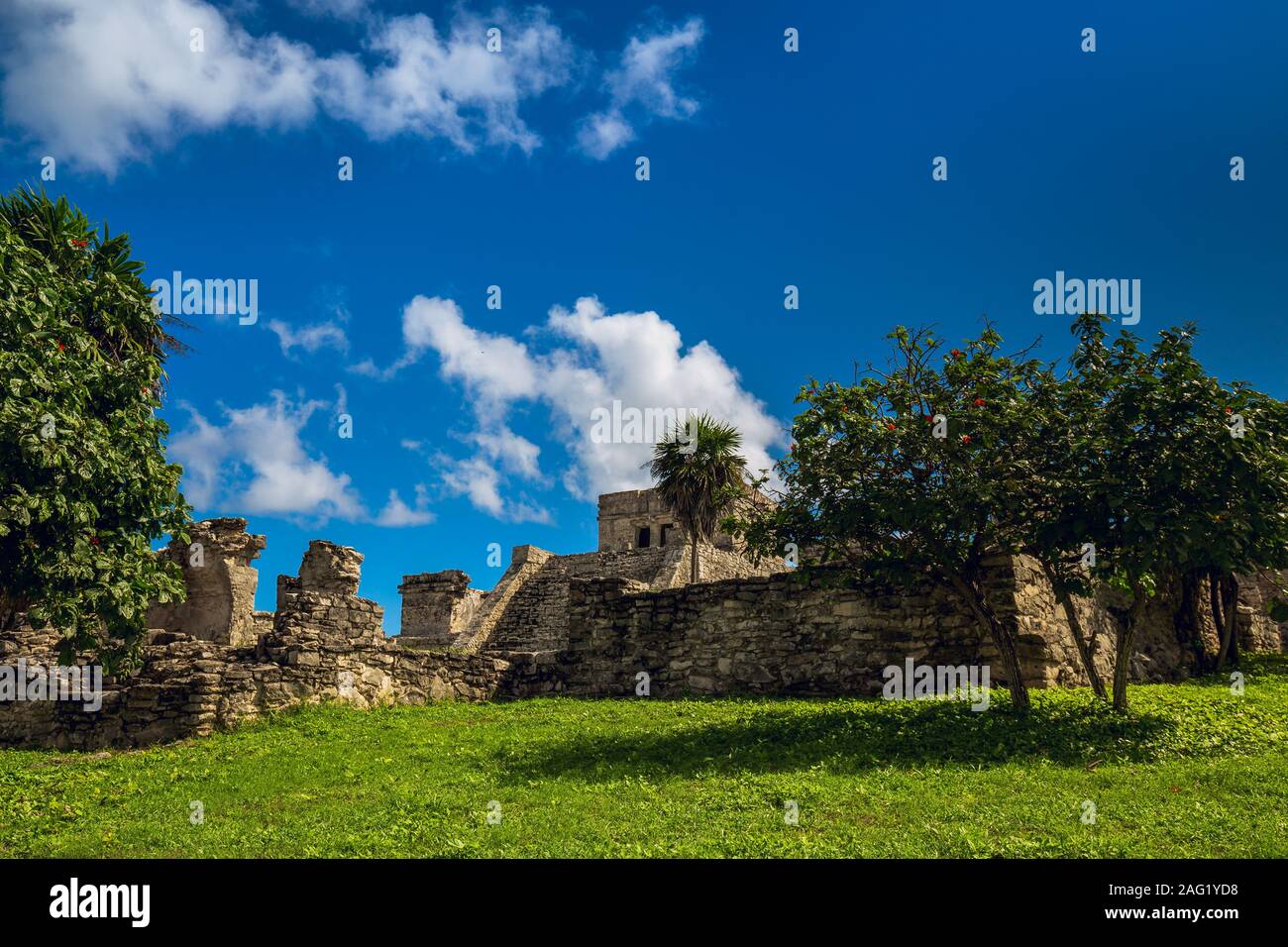 ancient maya ruin at the beach in Tulum, Mexico Stock Photo - Alamy