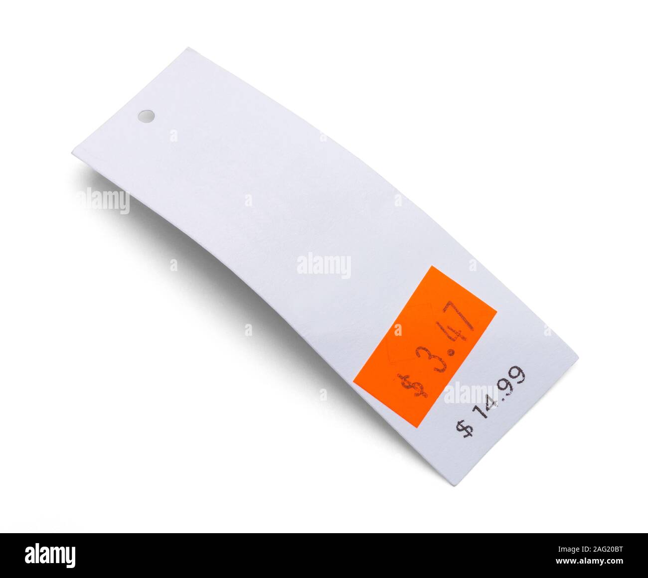 Retail Sales Tag With a Sticker Isolated on White Stock Photo - Alamy