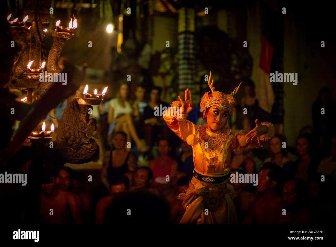 Ubud, Bali, Indonesia - September 3, 2017: Woman dancer in traditional ...