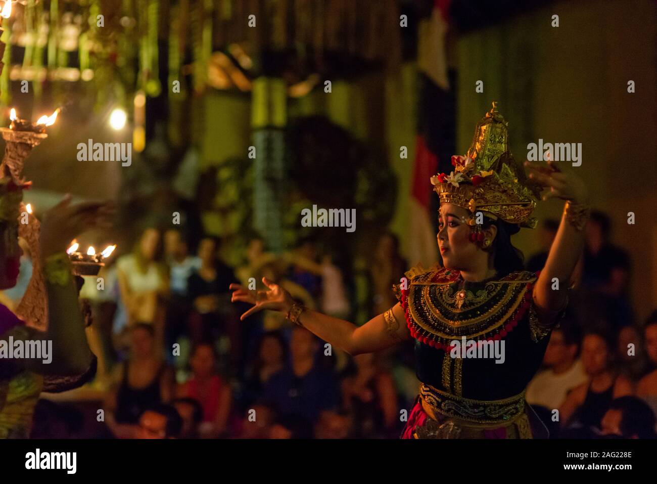 Ubud, Bali, Indonesia - September 3, 2017: Woman dancer in traditional ...