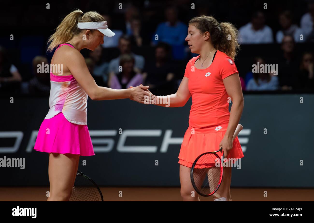 Mona Barthel & Anna-Lena Friedsam of Germany playing doubles at the ...