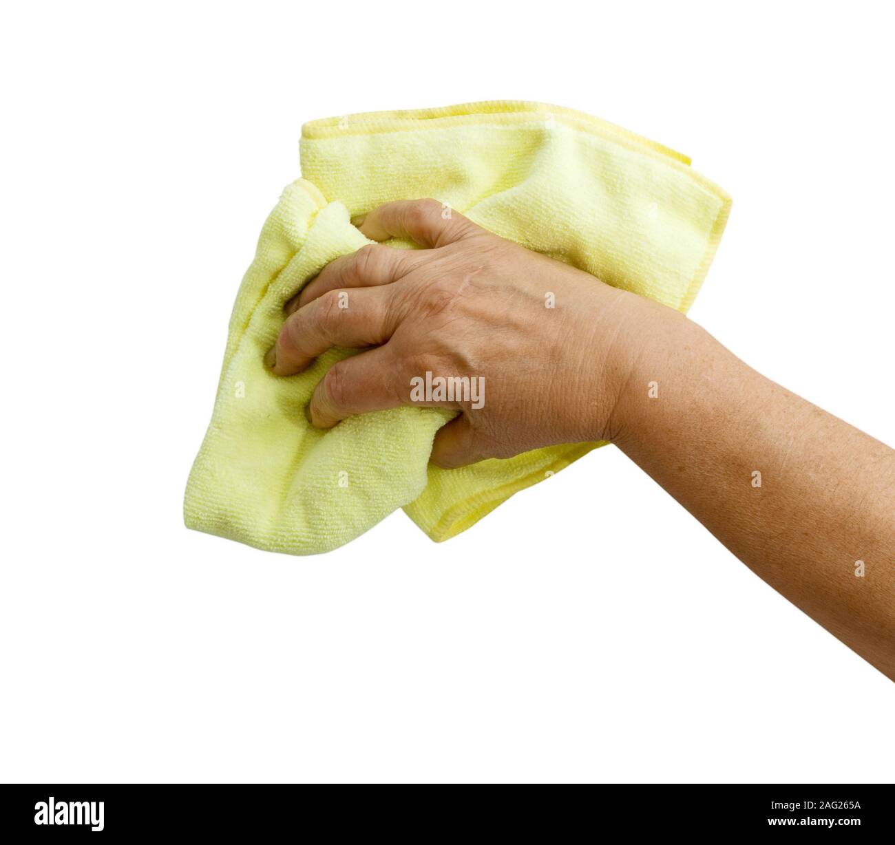 Hand with sponge isolated on white background Stock Photo - Alamy